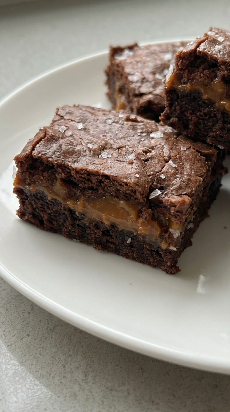 Caramel Stuffed Brownies, Gooey Center & Fudgy Layers