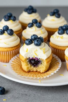 Easy Lemon Blueberry Cupcakes With Cream Cheese Frosting