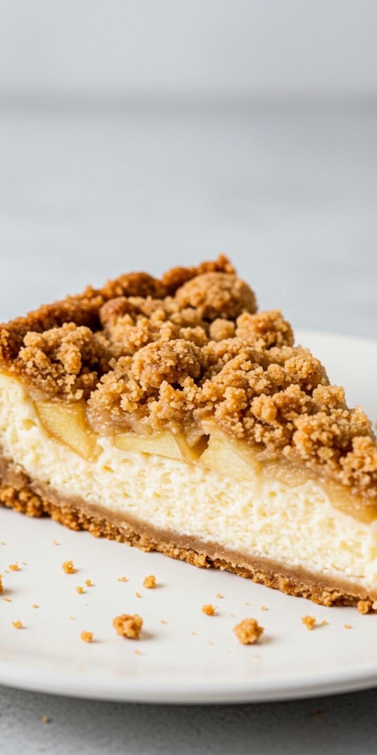 Apple Crumble Cheesecake with Cinnamon Streusel Topping
