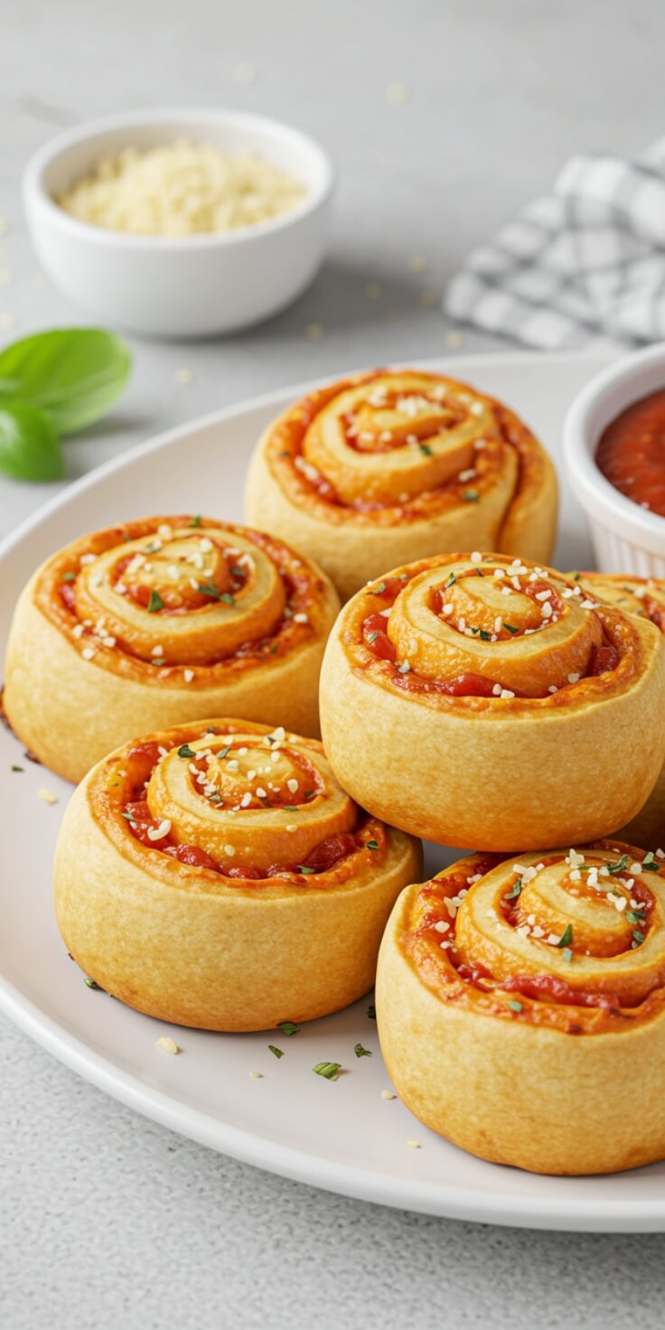 Homemade Pizza Rolls with Mozzarella and Pepperoni